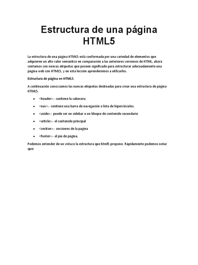 Estructura semántica y elementos básicos en HTML5 | PDF | Hipervínculo ... Estructura semántica y elementos básicos en HTML5 | PDF | Hipervínculo ...