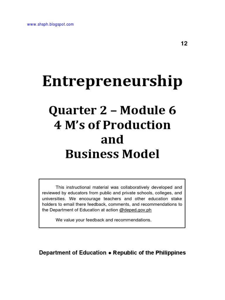 Mod6 - 4Ms of Production and Business Model - v2 | PDF | Business ...