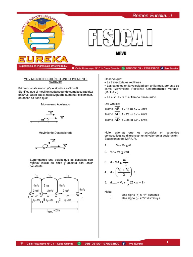 Sesion 03 - Fisica I - Eureka | PDF | Aceleración | Velocidad