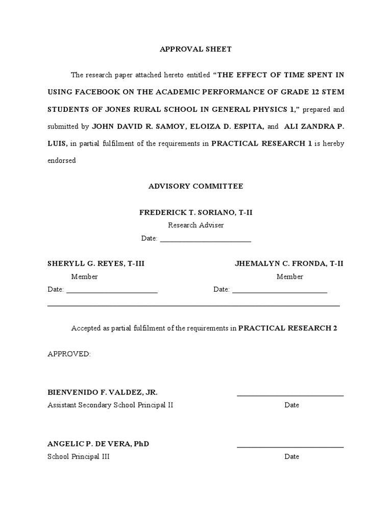 Approval Sheet | PDF | Career & Growth | Science & Mathematics
