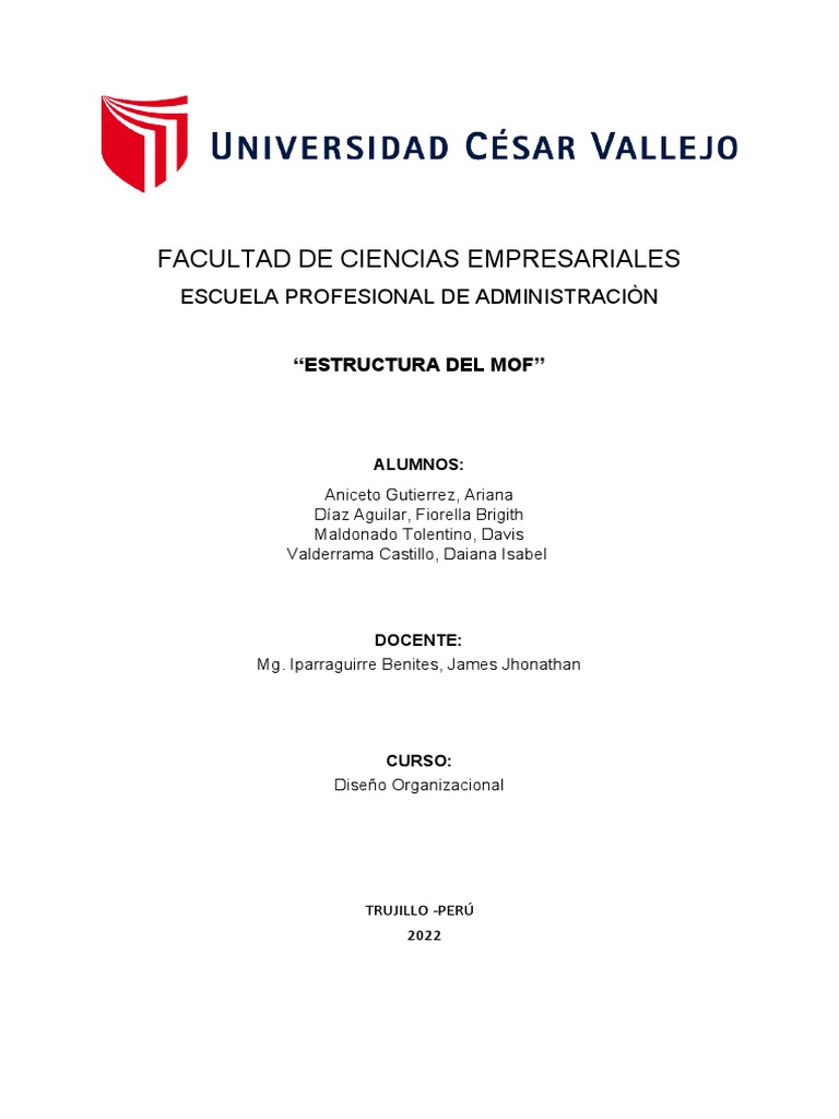 Estructura Del Mof | PDF | Contabilidad | Auditoría