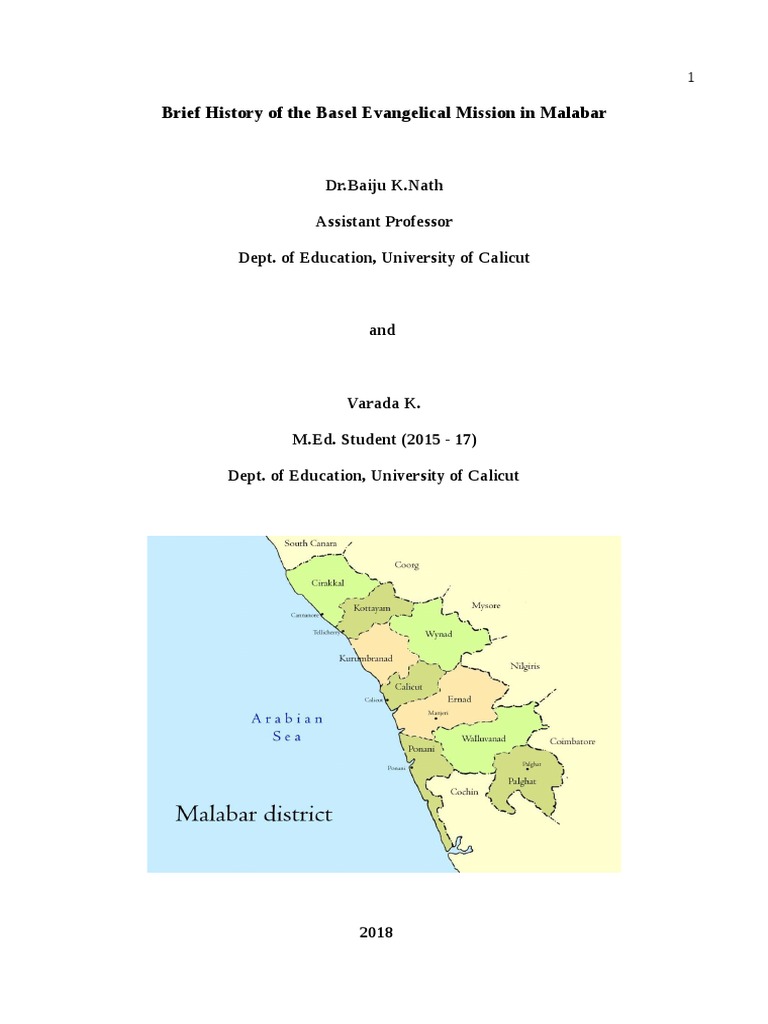 History of Basel Mission in Malabar | PDF | Kerala | Missionary