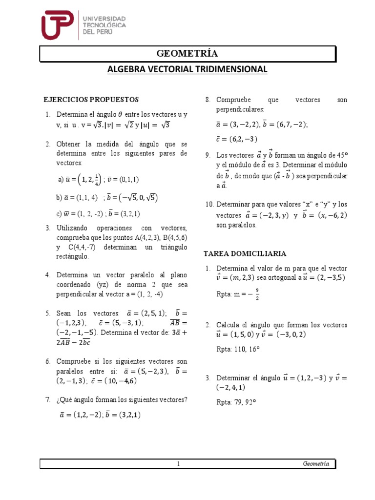 S09.s1 Resolver Ejercicios | PDF | Vector Euclidiano | Perpendicular