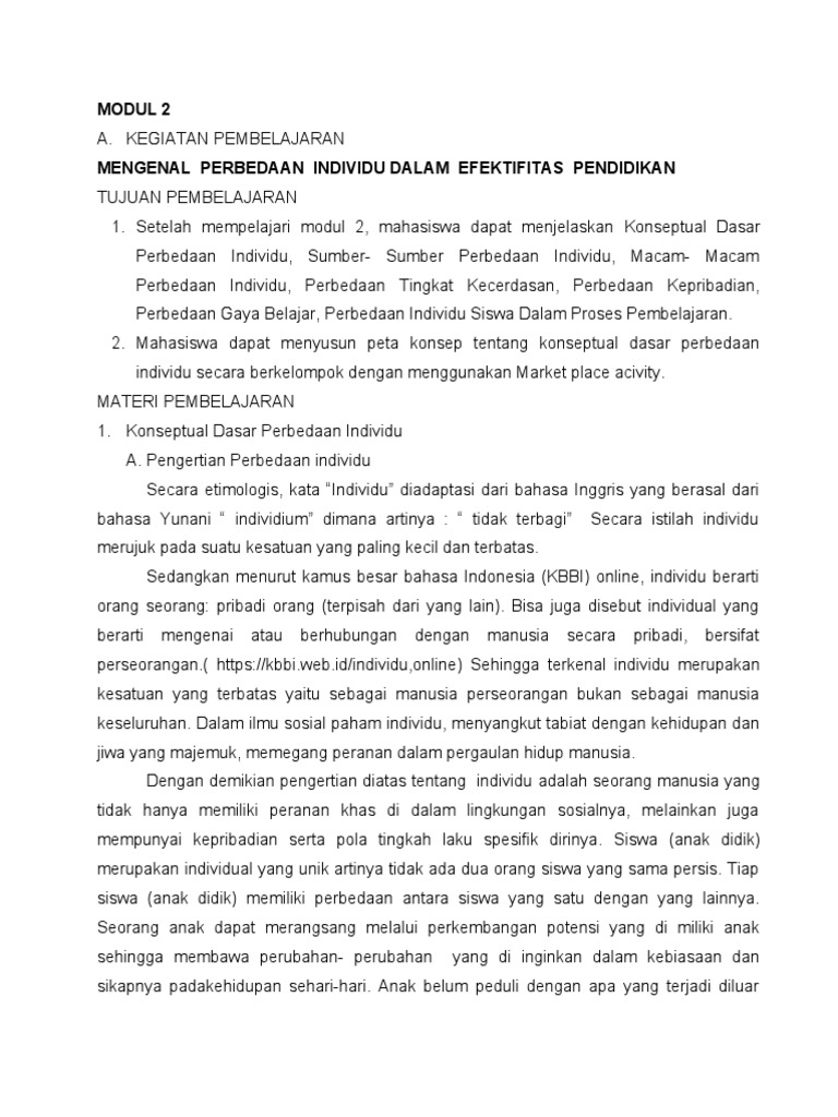 MODUL 2 Perbedaan Individu | PDF