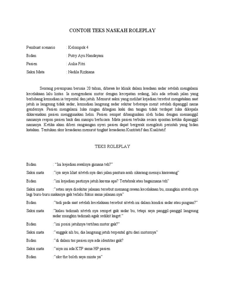Contoh Teks Naskah Roleplay | PDF