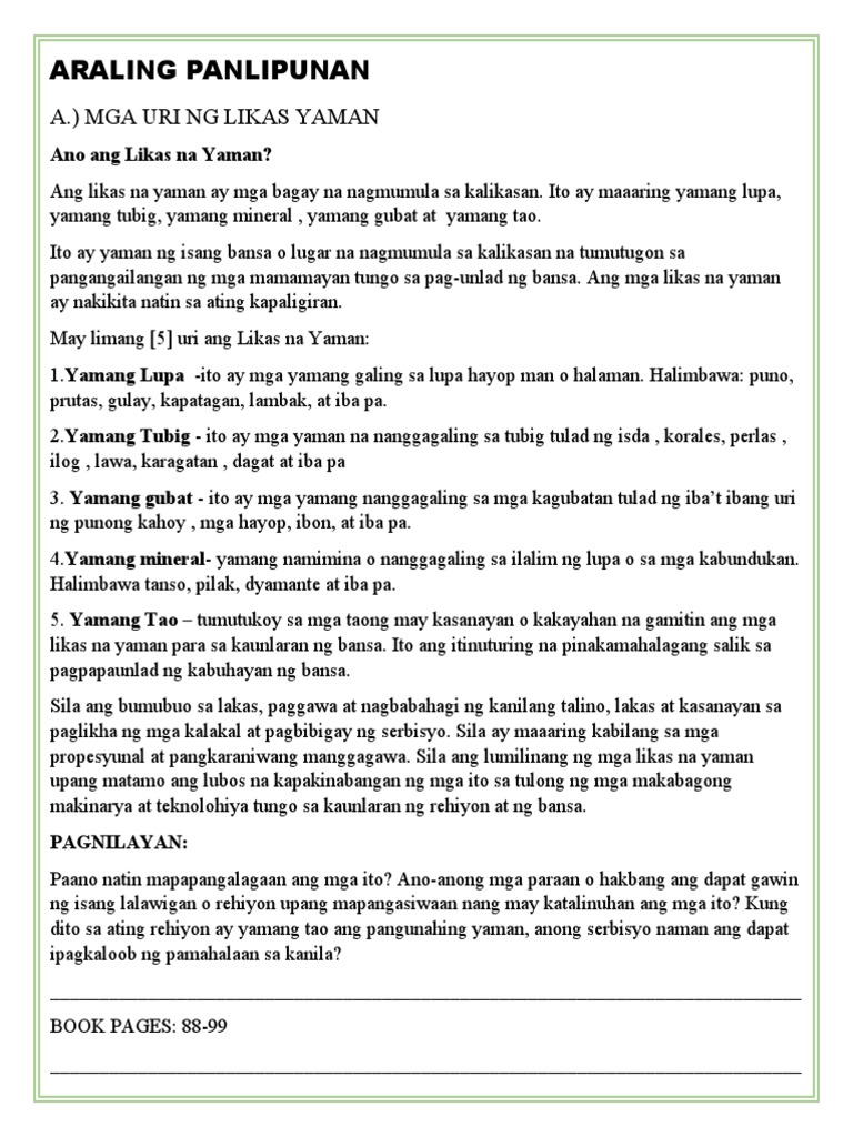 Araling Panlipunan 3rd Reviewer | PDF