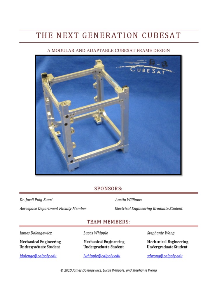 The Next Generation CubeSat - A Modular and Adaptable CubeSat Fram | PDF