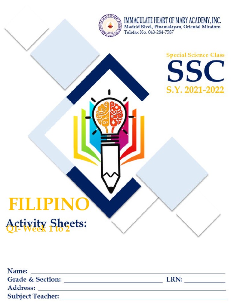 ACTIVITY-SHEETS Week 1 & 2 - SSC | PDF