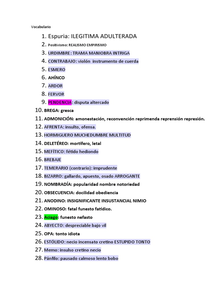 Vocabulario 9 | PDF
