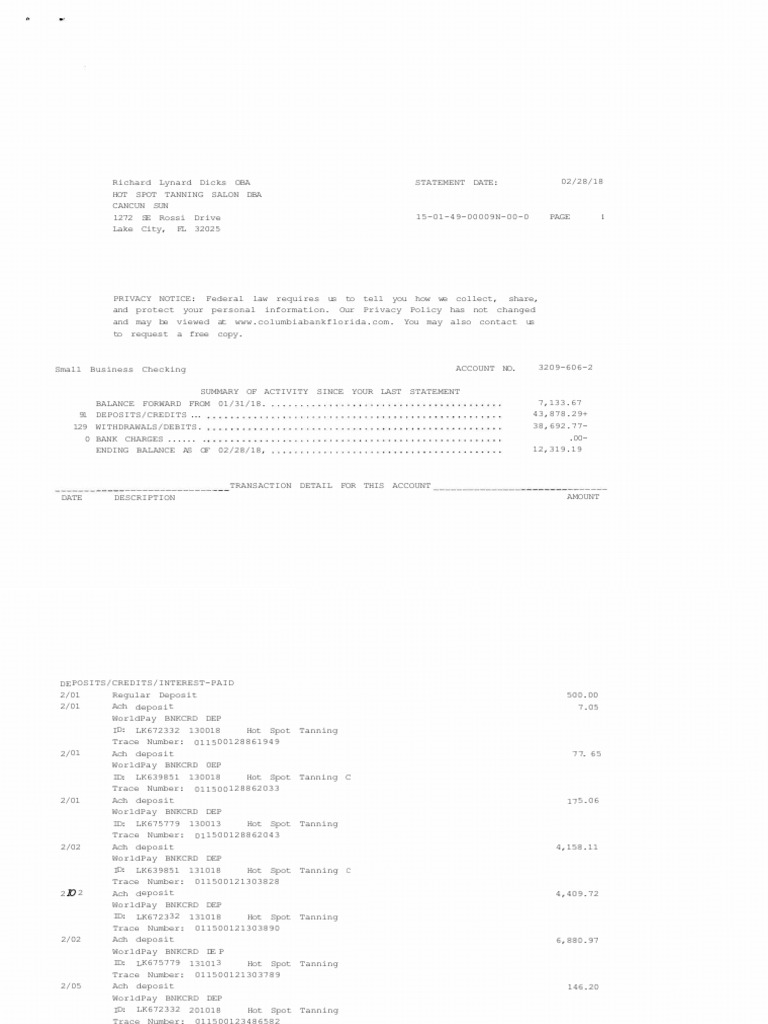 Richard Lynard Dicks OBA Hot Spot Tanning Salon Dba Cancun Sun | PDF ...