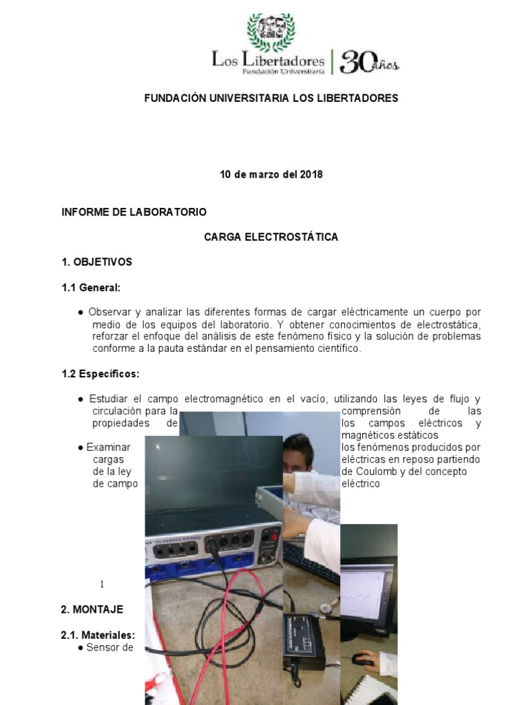 Carga Electrostática (Lab 1. Electricidad) | PDF | Electrostática ...