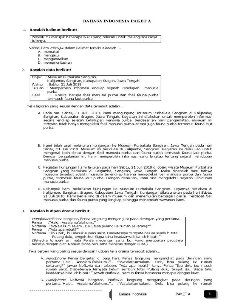 BHS Indonesia - PKT A | PDF