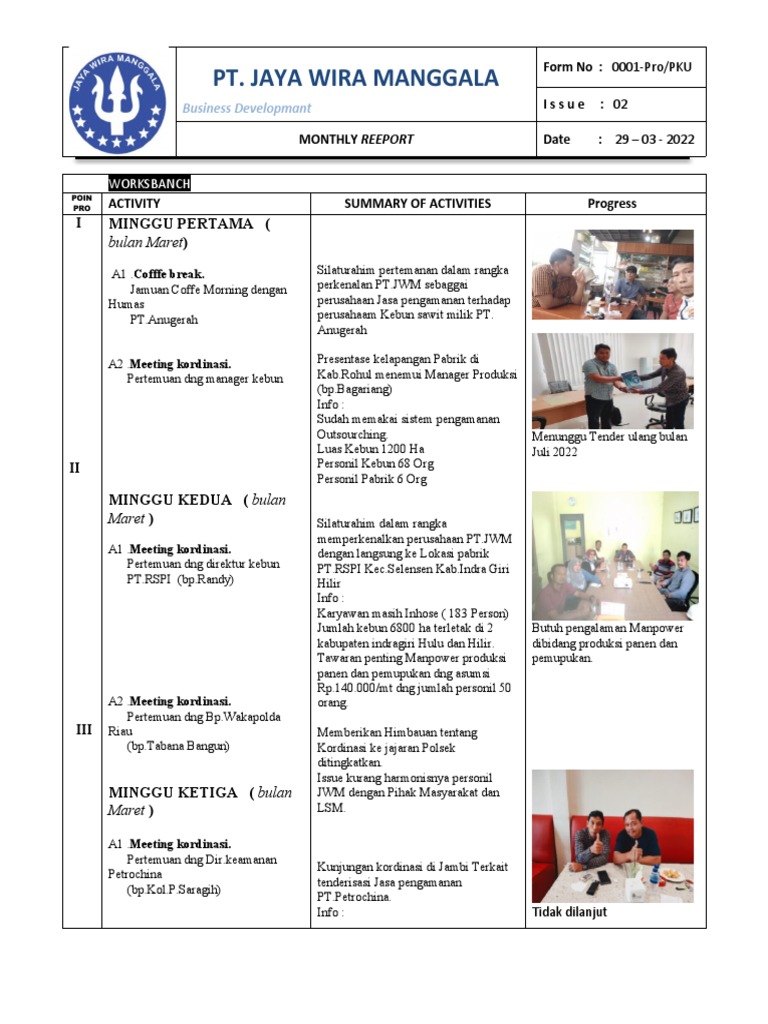 Contoh Form Monthly Report | PDF