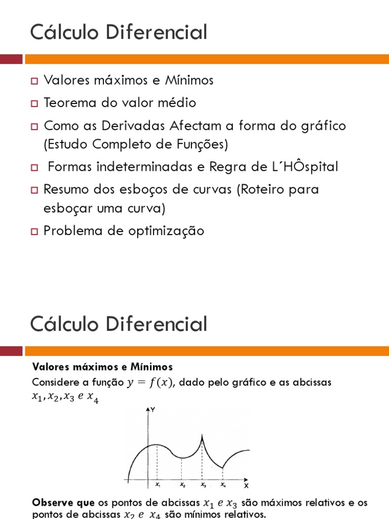 Cálculo Diferencia Aula10 | PDF | Máxima e mínima | Conceitos matemáticos