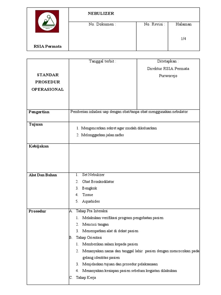 Sop Nebulizer | PDF
