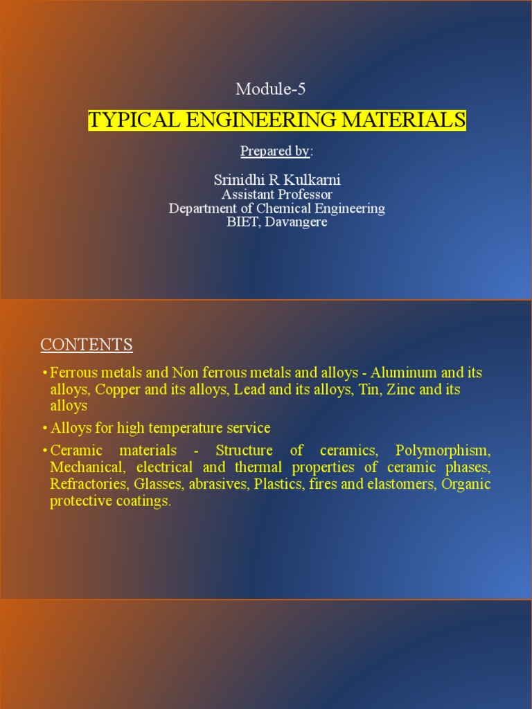 MODULE 5 Typical Engineering Materials | PDF | Cast Iron | Steel