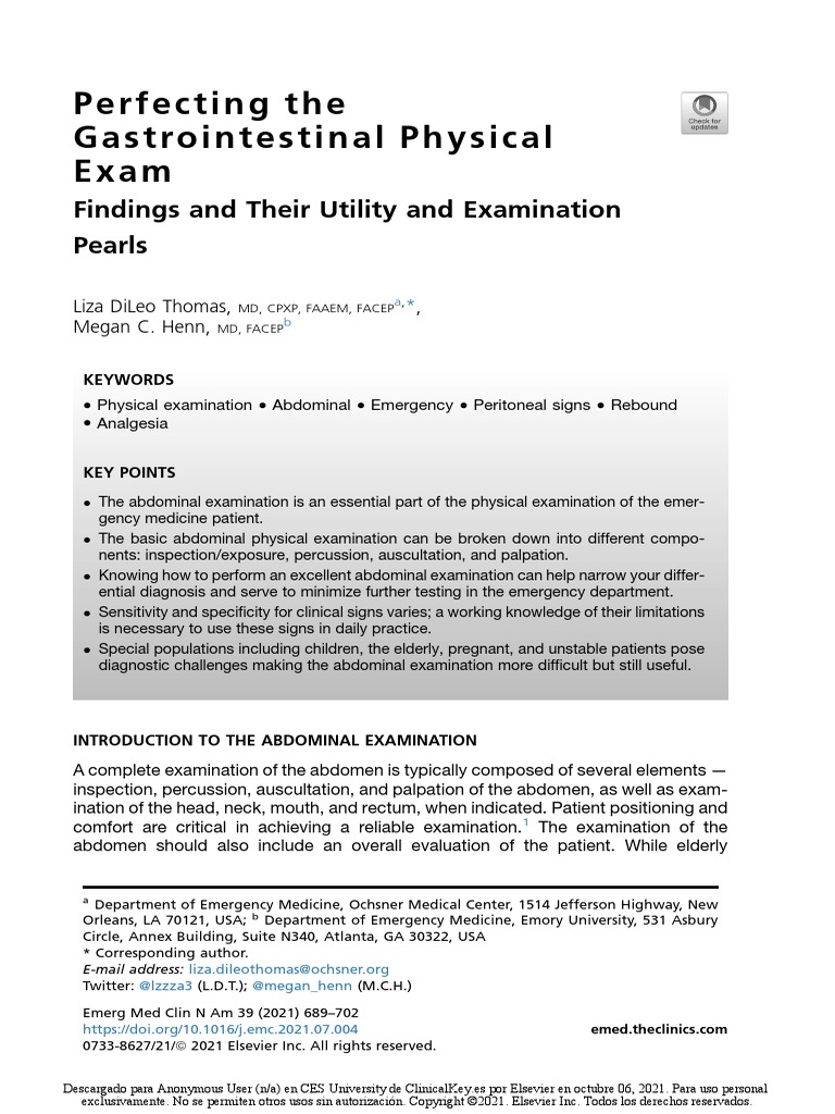 Perfecting The Gastrointestinal Physical Exam | PDF | Physical ...