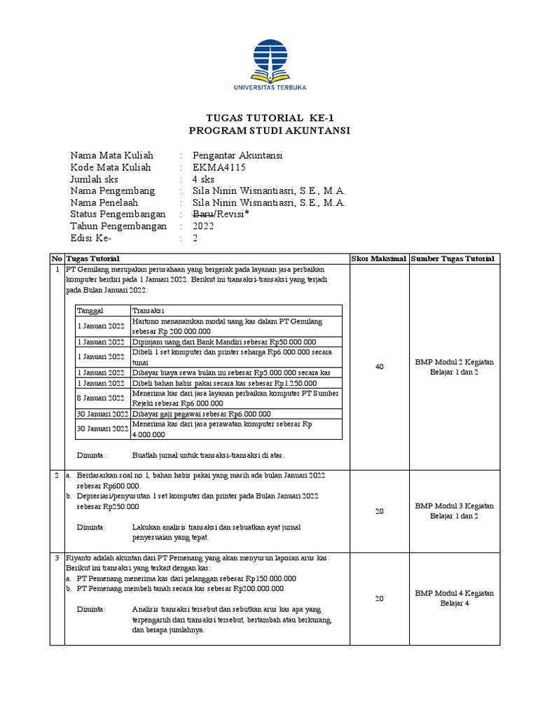 Soal Tugas 1 - PA Rev | PDF