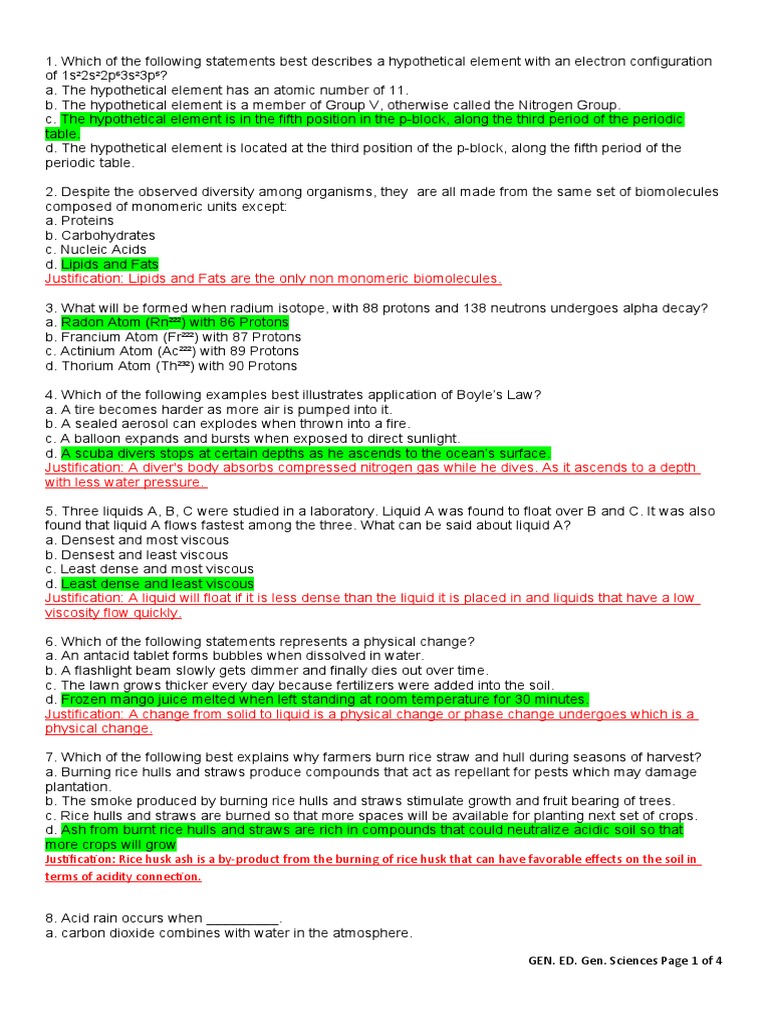 GEN ED Science Reviewer | PDF | Earthquakes | Chemical Elements