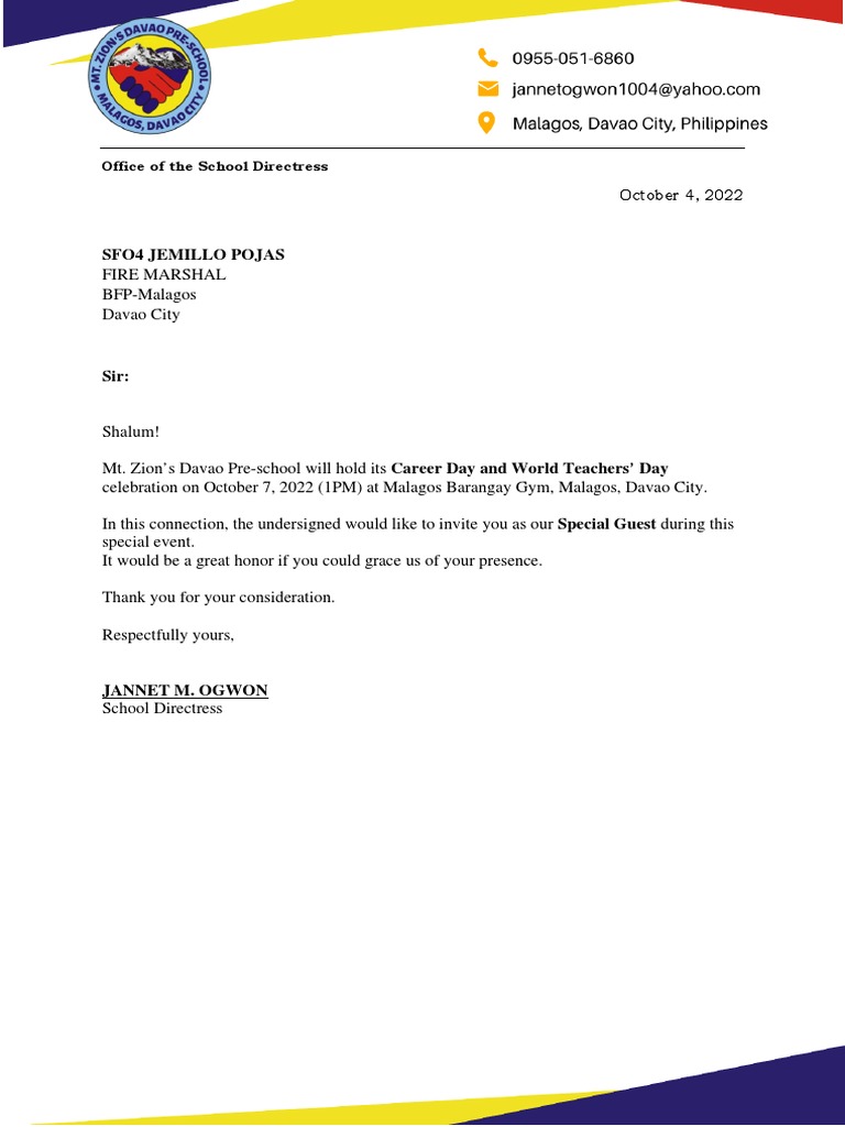 Career Day Invitation Letter | PDF