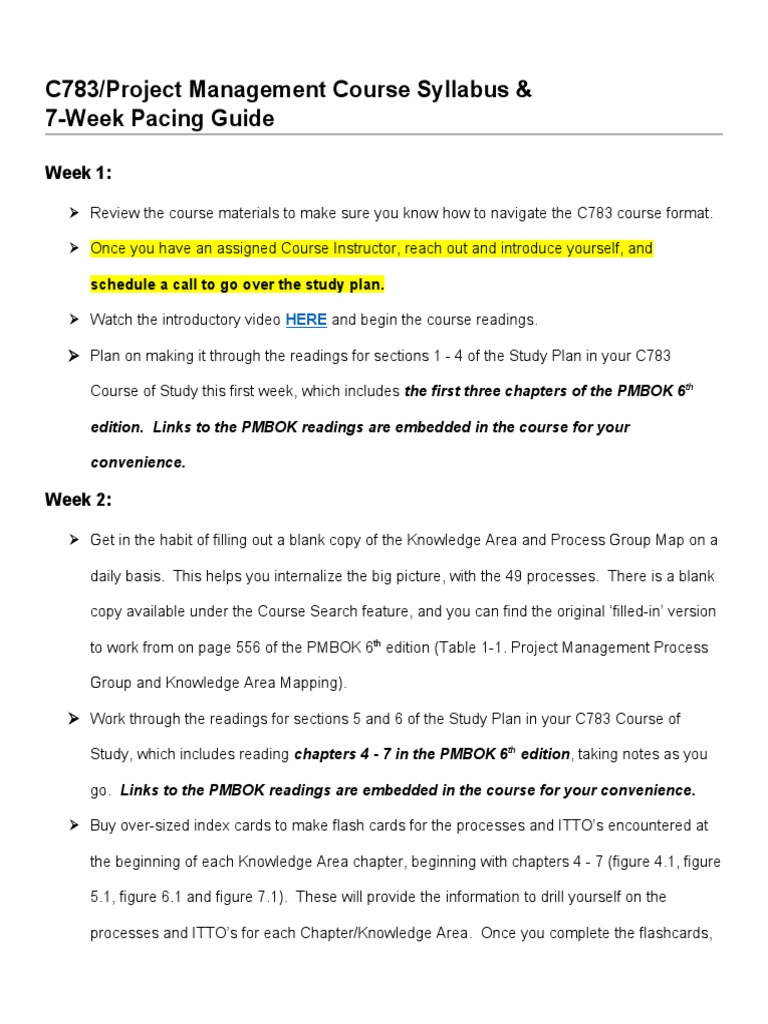 7 - Week - C783 Syllabus and Pacing Guide | PDF | Flashcard | Learning