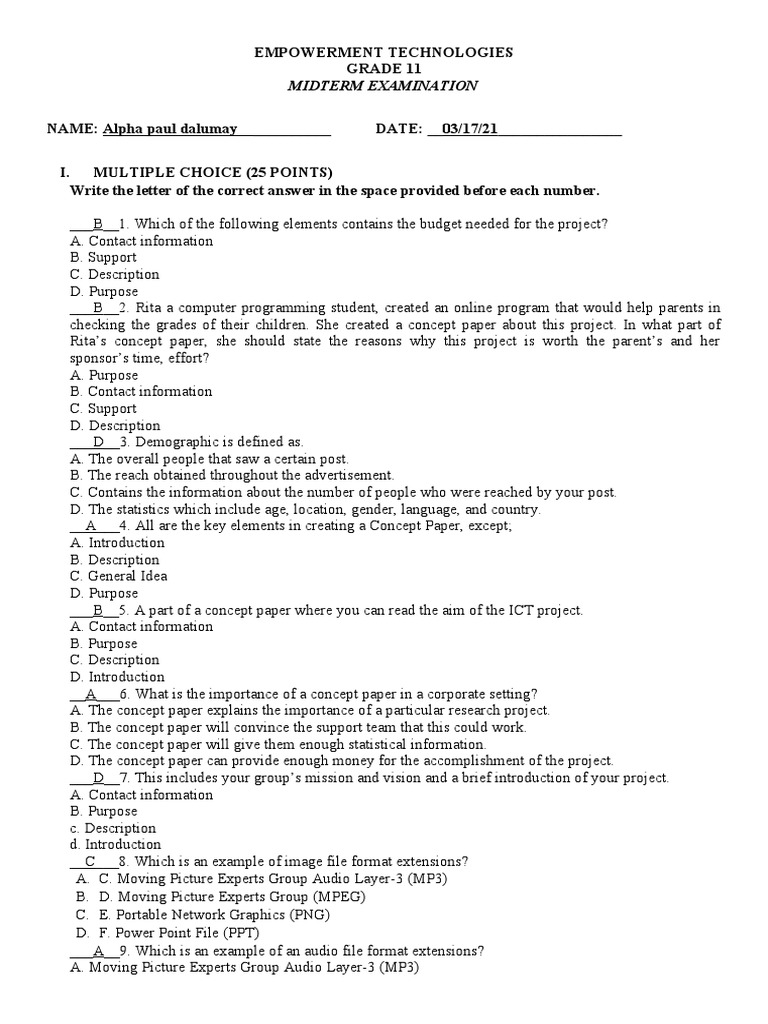 Grade 11 Empowerment Tech Midterm Exam | PDF | World Wide Web | Internet & Web