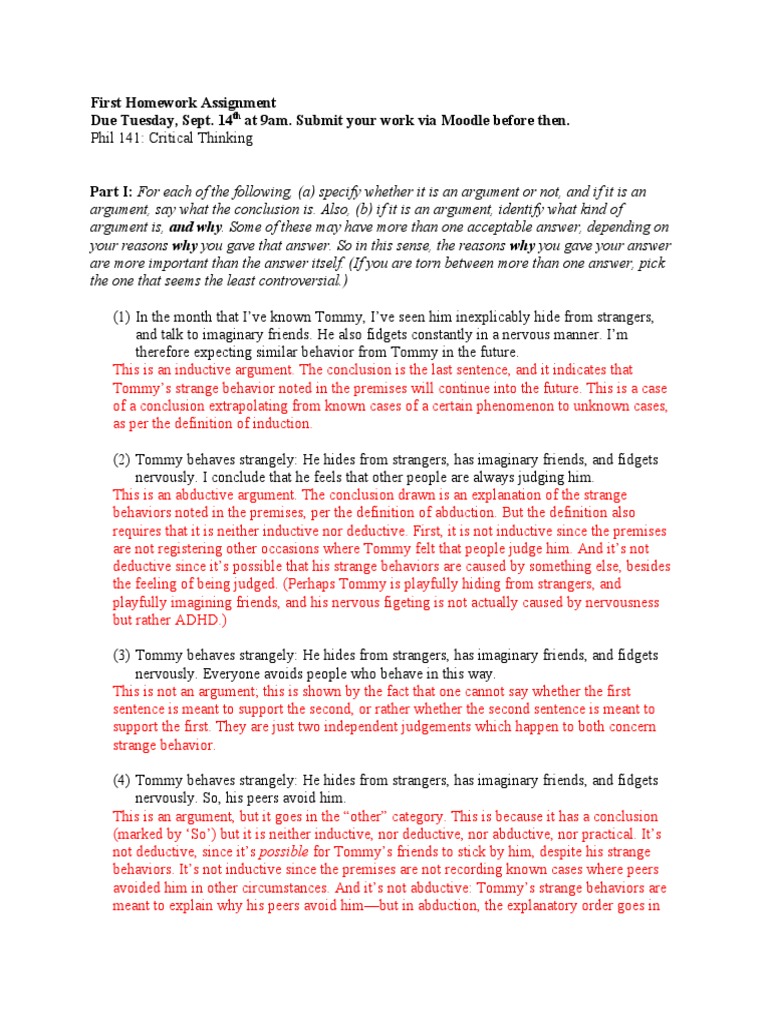 hw1 2021 Answers | PDF | Deductive Reasoning | Argument