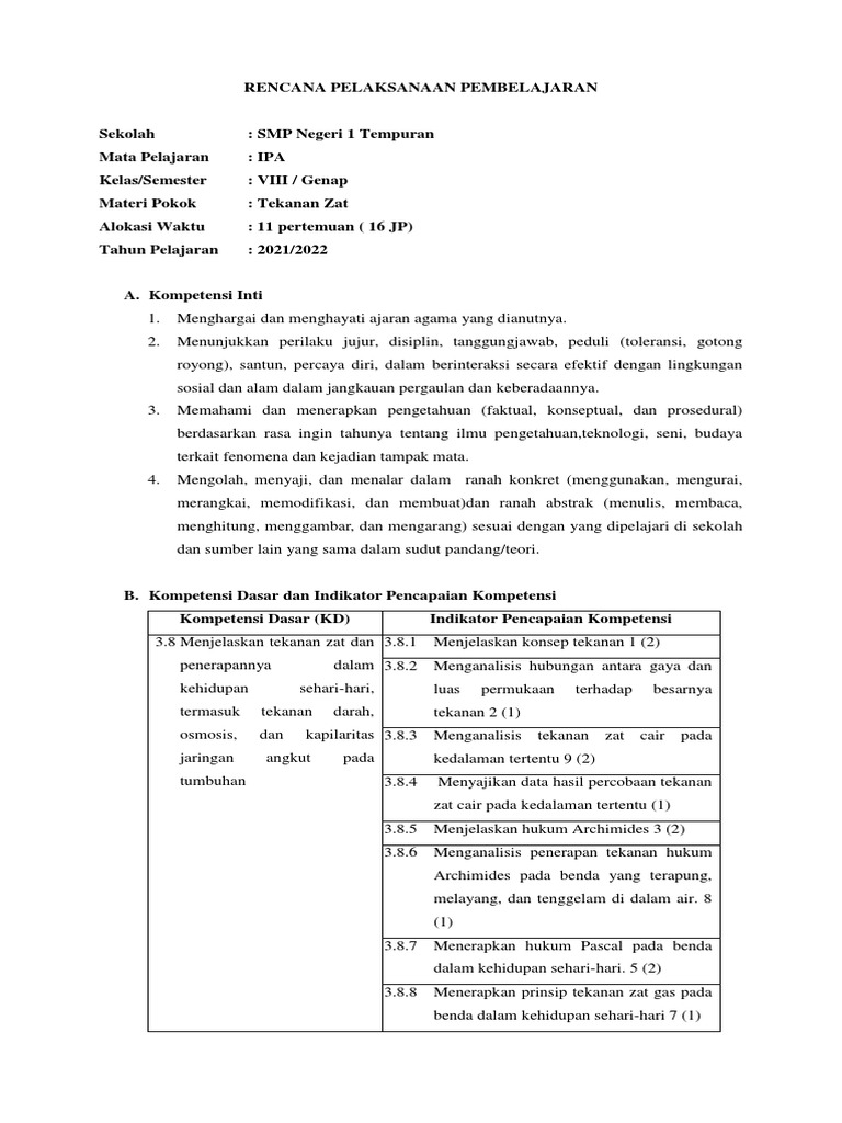RPP Tekanan Fix | PDF