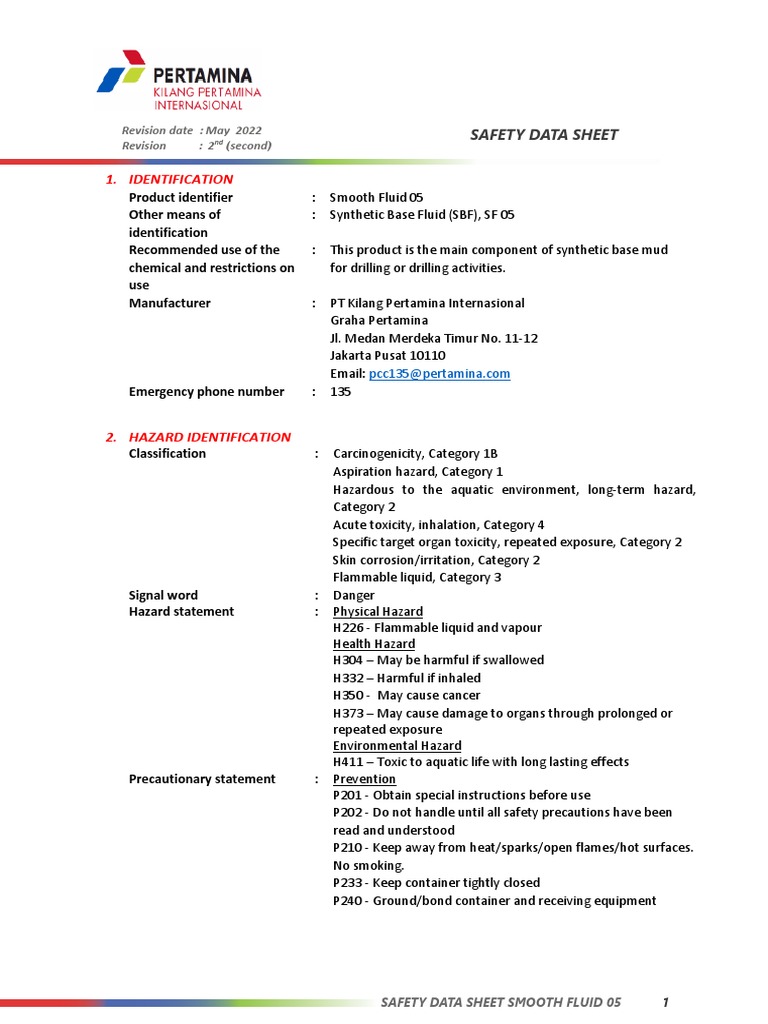 SDS Product SF 05 English Version | PDF | Toxicity | Dangerous Goods
