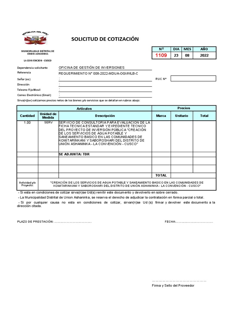 Coti 1109 - Servicio de Agua Potable | PDF