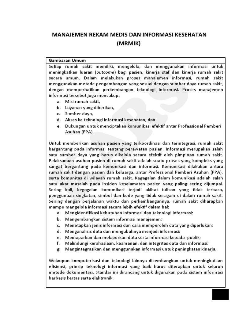 Manajemen Rekam Medis Dan Informasi Kesehatan | PDF