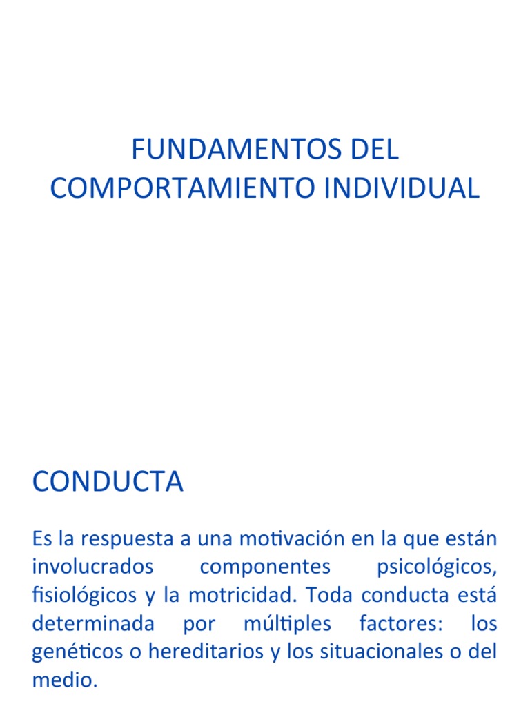 Comportamiento Individual | PDF | Comportamiento | Aprendizaje