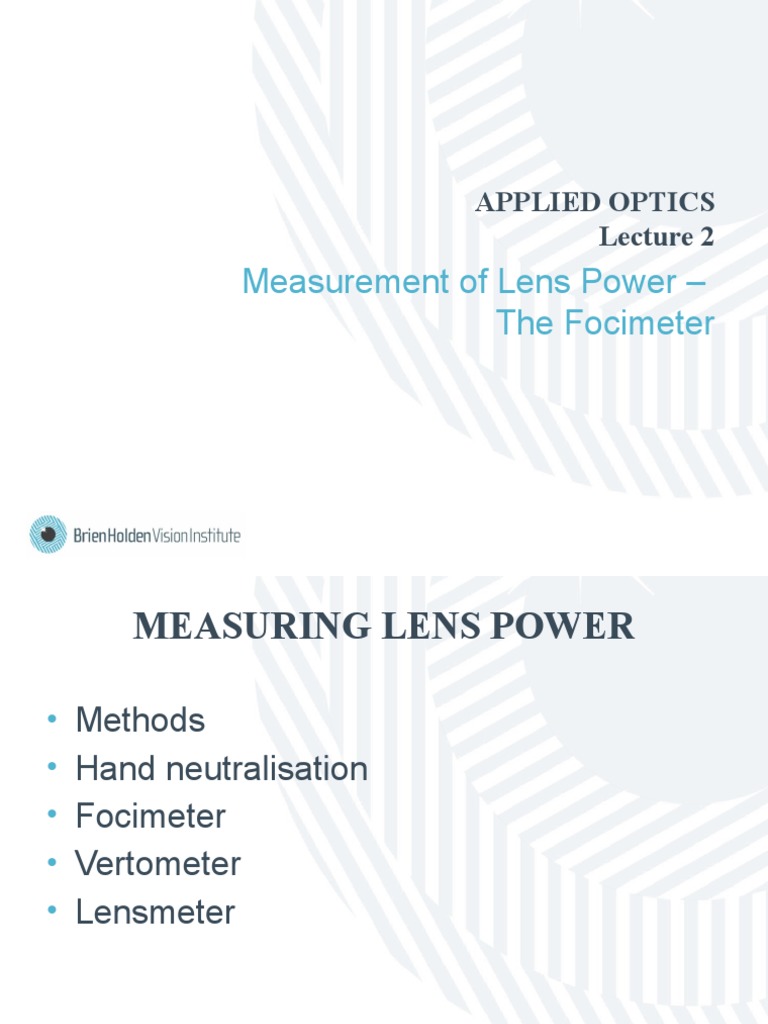 Measuring Lens Power Using a Focimeter | PDF | Optics | Prism