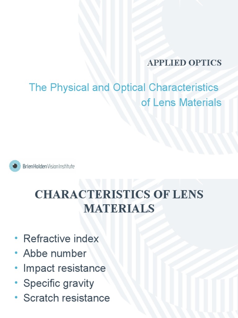 01 The Characteristics of Lens Materials | PDF | Ultraviolet ...