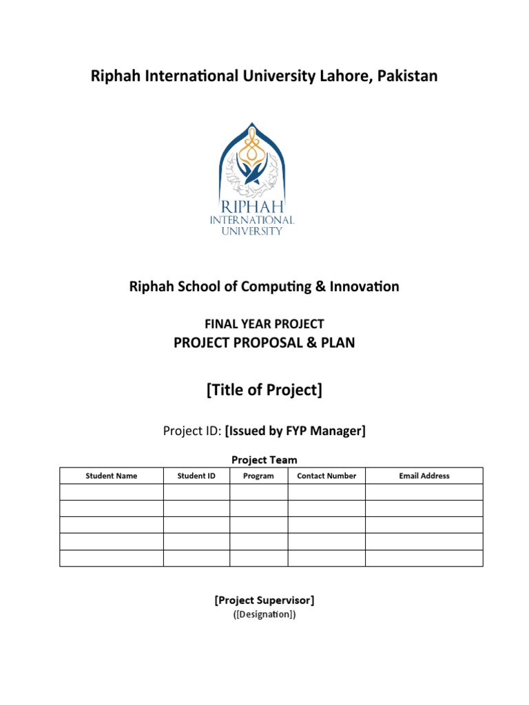 Riphah University Project Proposal Template | PDF | Information Science ...
