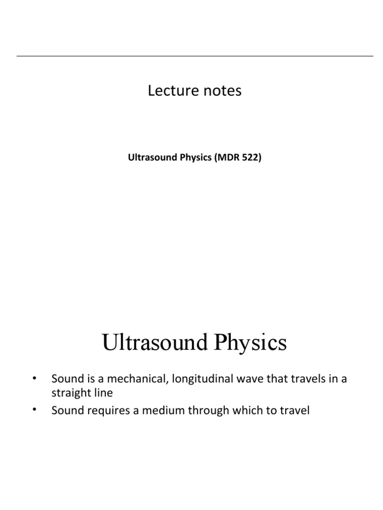 Lecture No. 5 Ultrasound Physics | PDF | Sound | Medical Ultrasound