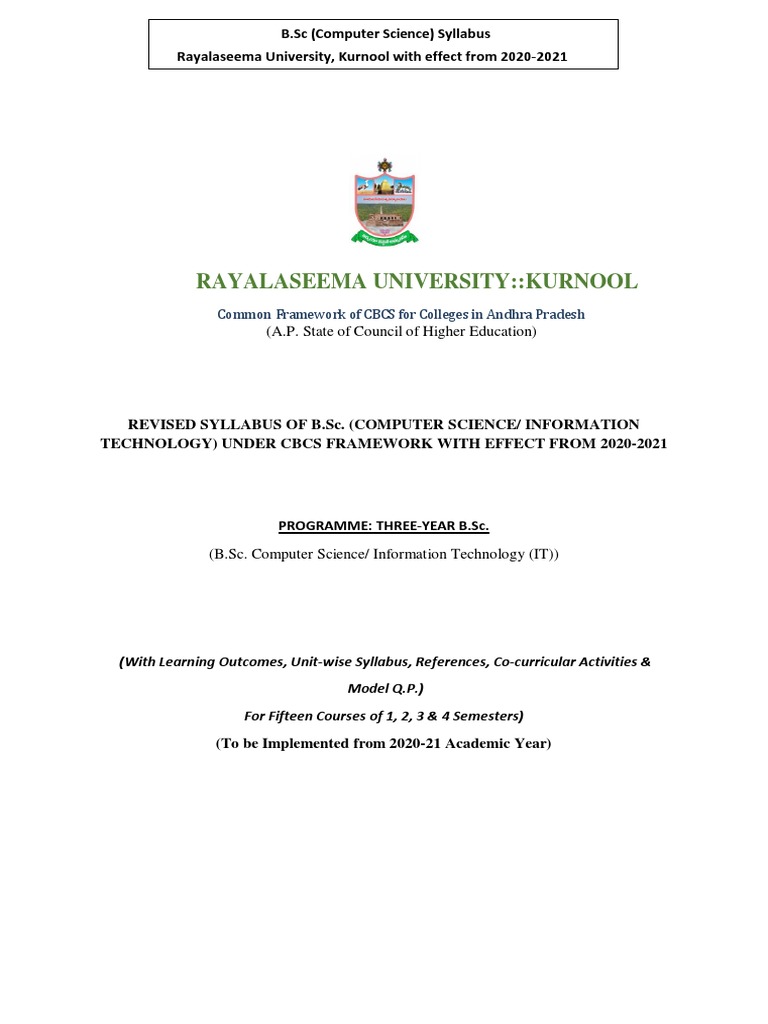 B.Sc. CS Syllabus 2021 | PDF | Process (Computing) | Method (Computer Programming)