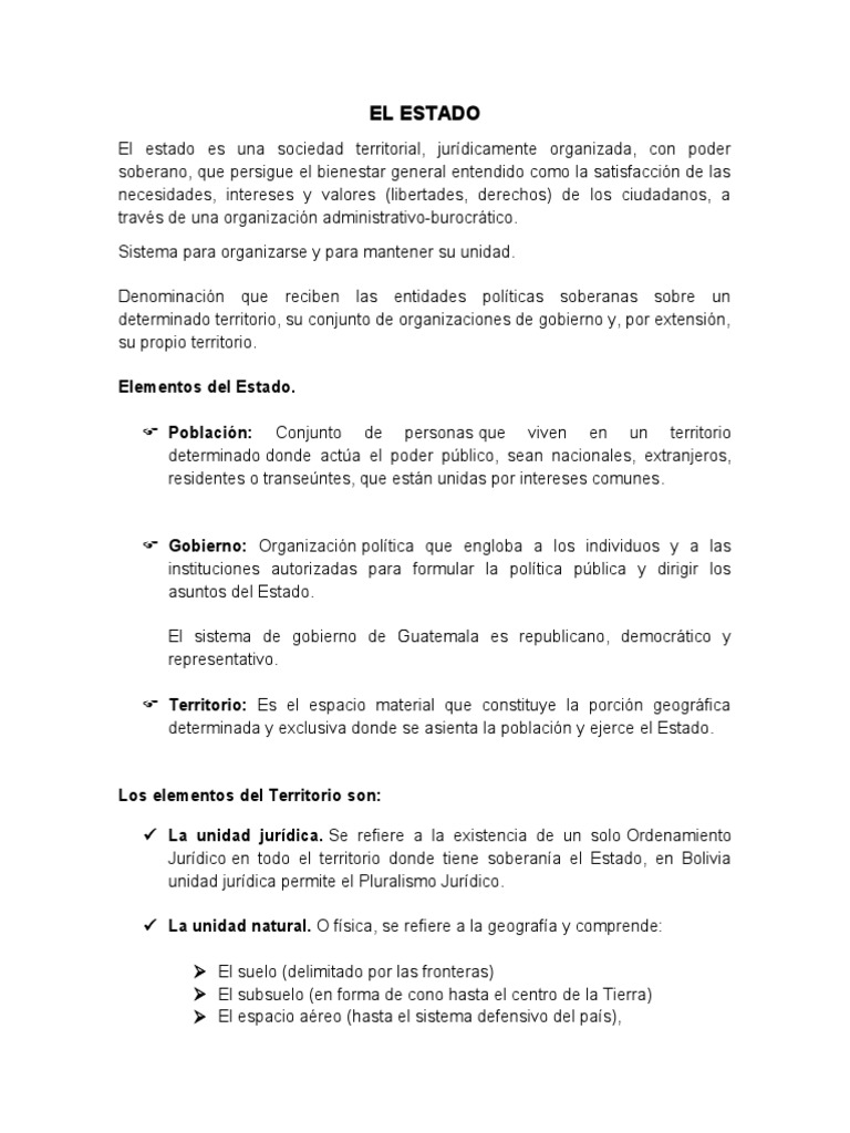 Elementos Del Estado | PDF | Estado (política) | Soberanía