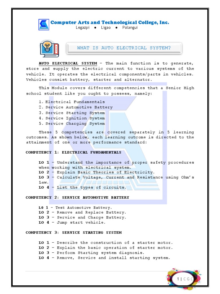 Auto Electrical System Module PDF | Download Free PDF | Series And ...