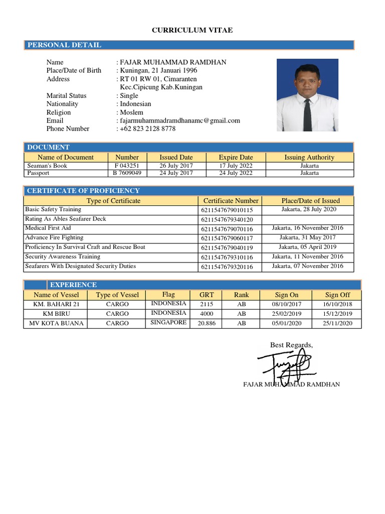 CV Fajar | PDF | Sailor | Watercraft