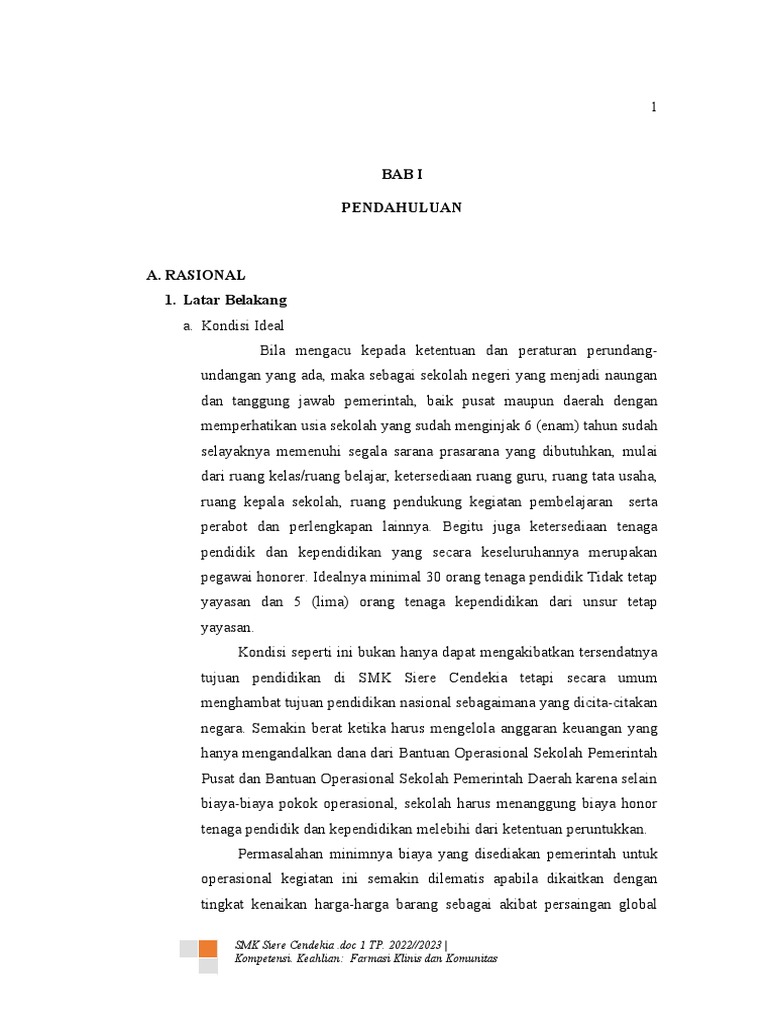 Pendahuluan Program Kerja Kurikulum SMK Siere Cendekia Tahun 2022/2023 | PDF
