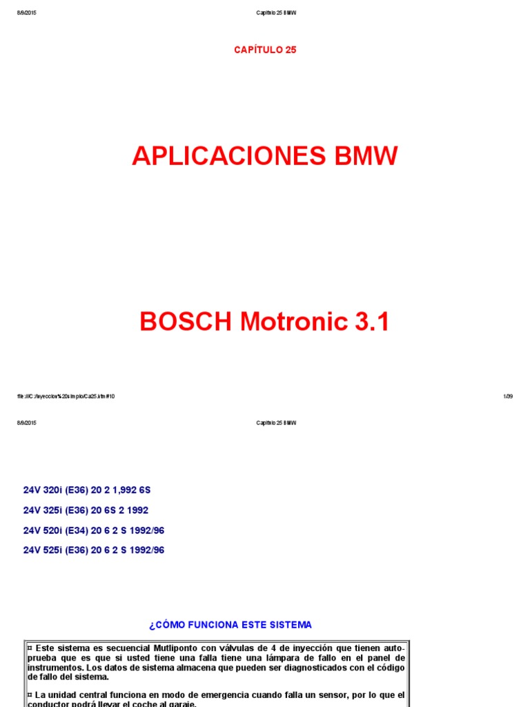 Aplicaciones Bmw. Bosch Motronic 3.1 | PDF | Inyección de combustible ...