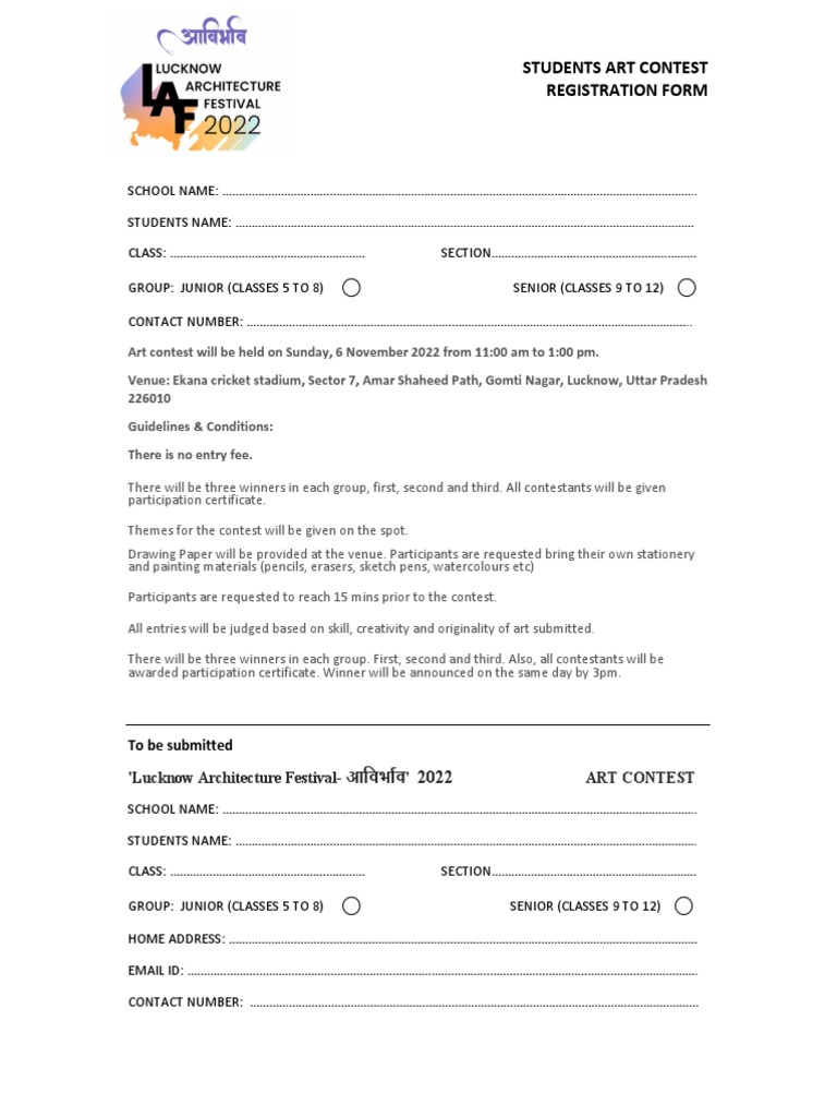 Art Contest Entry Form. | PDF