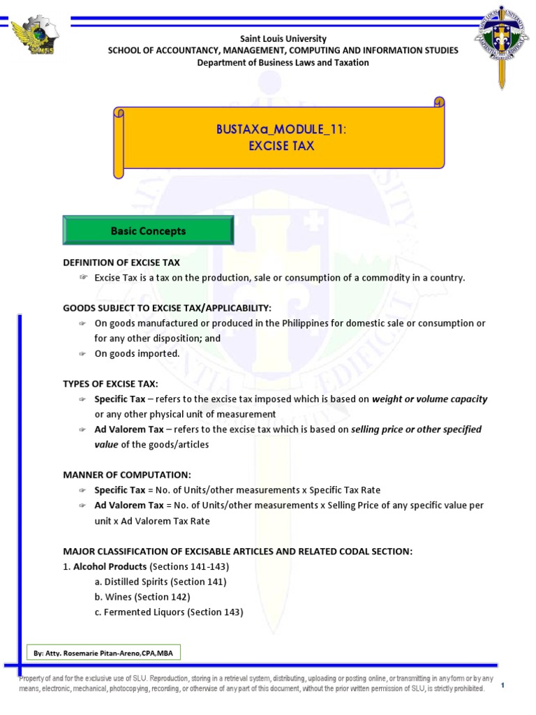 Definition and Types of Excise Tax | PDF | Taxes