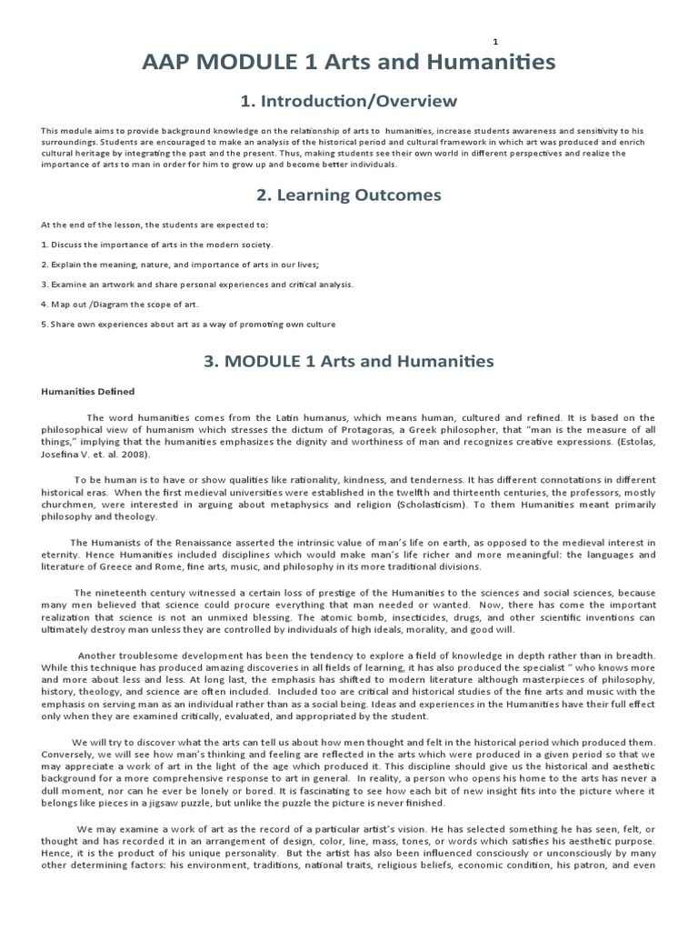 Aap Module 1 To 4 Pdf The Arts Experience
