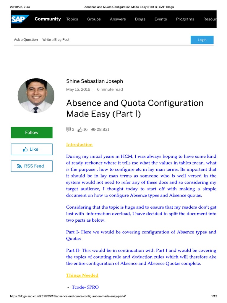 Absence and Quota Configuration Made Easy (Part I) | PDF