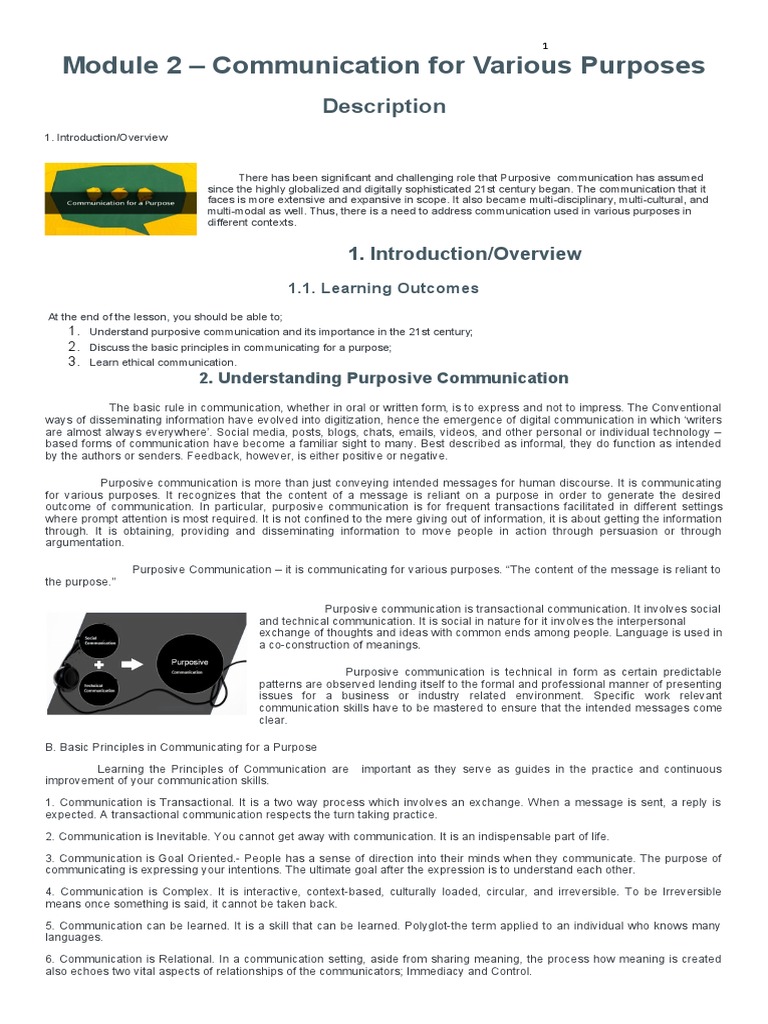 PCO Module 2 - Communication For Various Purposes | PDF | Human Voice ...