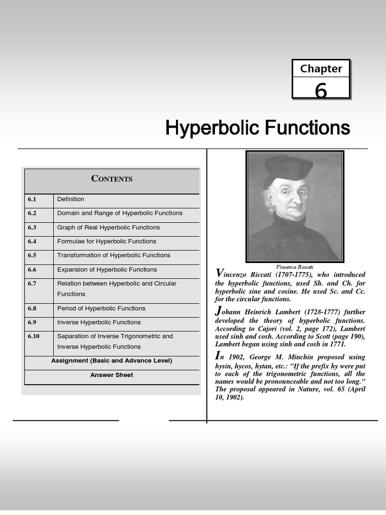 Hyperbolic Functions Chapter | PDF | Trigonometric Functions | Function (Mathematics)