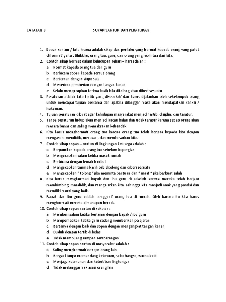 Catatan 3 Sopan Santun Dan Peraturan | PDF