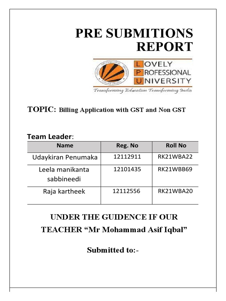 Presubmission Report | PDF | Computer Programming | Software